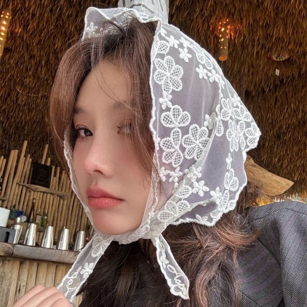 Countryside Style Triangle Bandana Turban Triangle Scarf Lace Hair ...