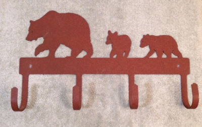 Rustic 3 Bears 4 Coat Hook Rack Hunter Hunting Grizzly Woods Forest ...