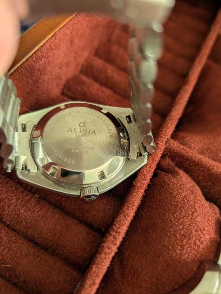 Alpha mechanical automatic men's watch Black Orange Steel | eBay