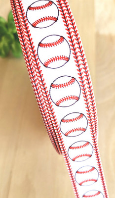 5/8 & 7/8" (1 YD) Baseball Grosgrain Ribbon Baseball Ribbing Sports ...