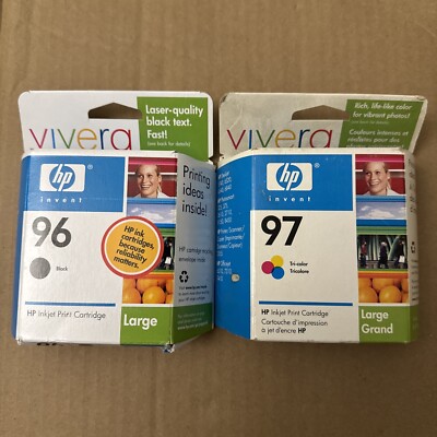 2 Pack OEM HP 96 & 97 Black Color Ink Set Combo In Sealed Box C8767w ...