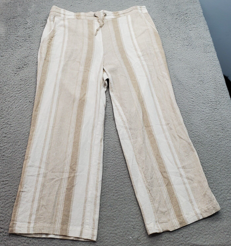 Denim & Company Trouser Pants Womens Large Multi Striped Slash Pockets ...