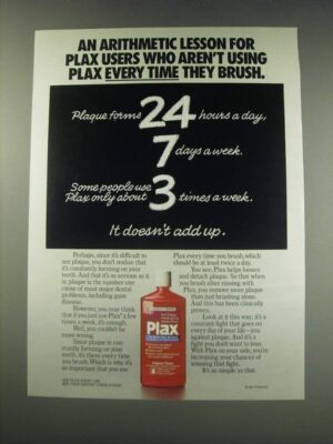 1991 Pfizer Plax Ad - An arithmetic lesson for Plax users who aren't ...