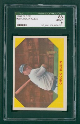 1960 Fleer Baseball Card - #30 Chuck Klein SGC 8 NM/MT | eBay