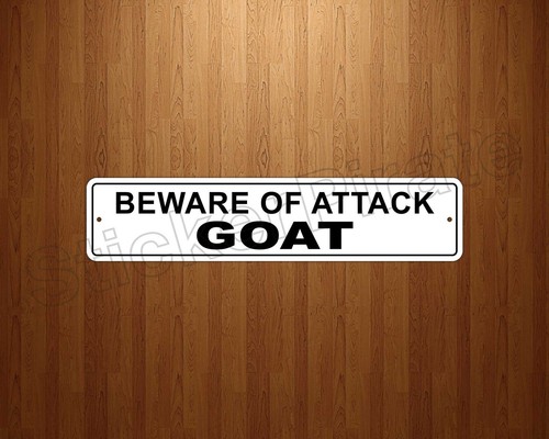 *Aluminum* Beware Of Attack Goat 4" x 18" Funny Metal Novelty Sign | eBay