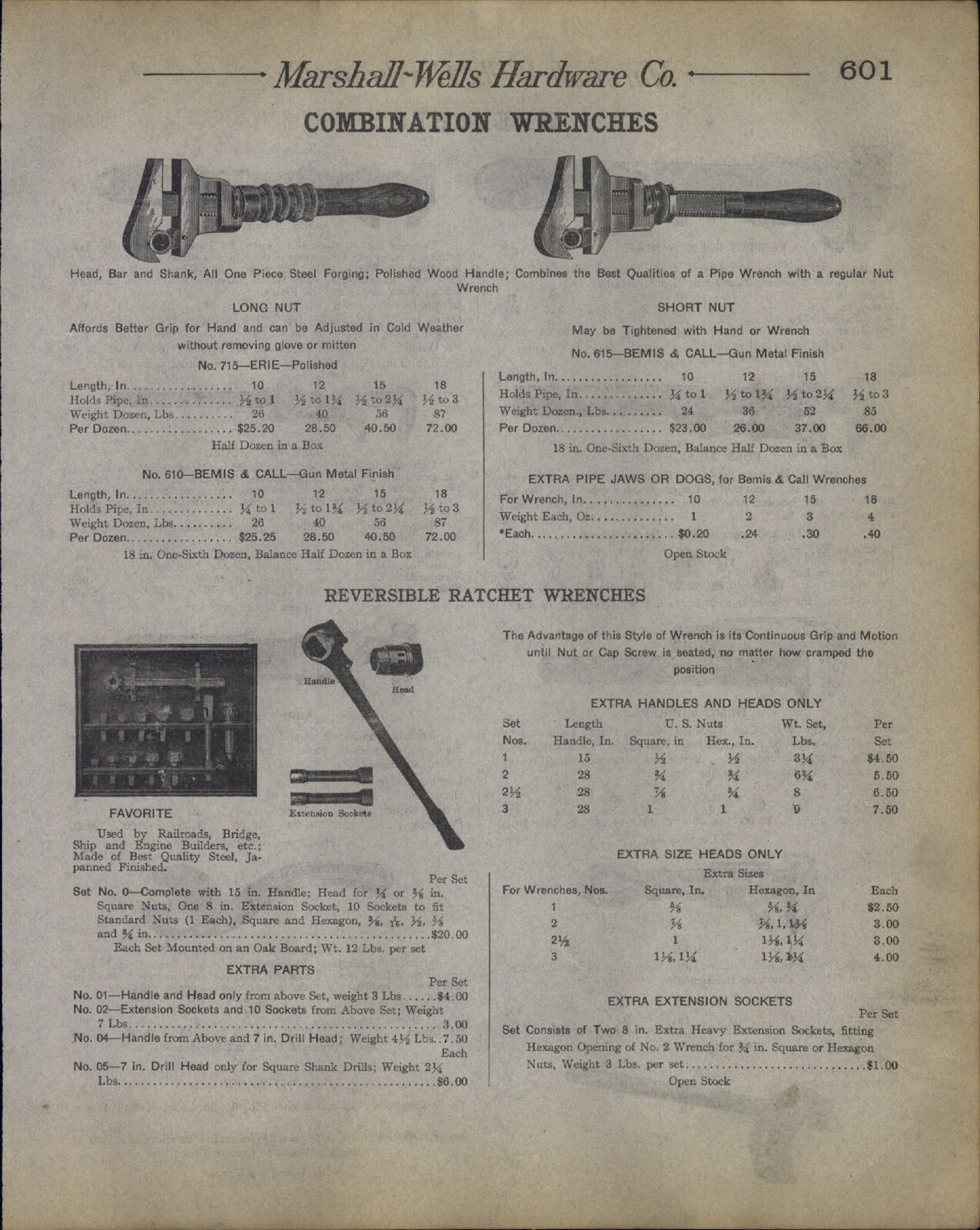 1912 PAPER AD Wrench Long Short Nut Combination Ratchet Coes Westcott ...