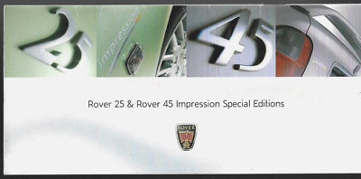 Rover 25 & 45 Impression Limited Editions 2001 UK Market Sales Brochure ...