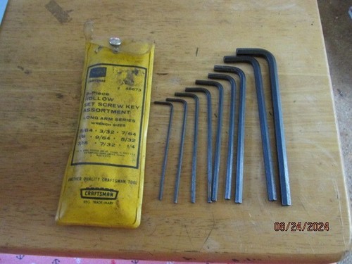 USED Craftsman 9 Piece Hollow Set Screw Key Assortment Long Arm Series ...