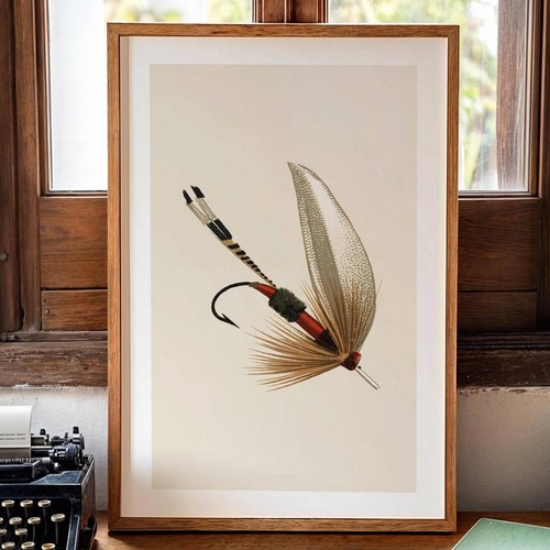 Retro Fishing Fly Print Gift For Fisherman Fly Fishing Art Poster Cabin ...