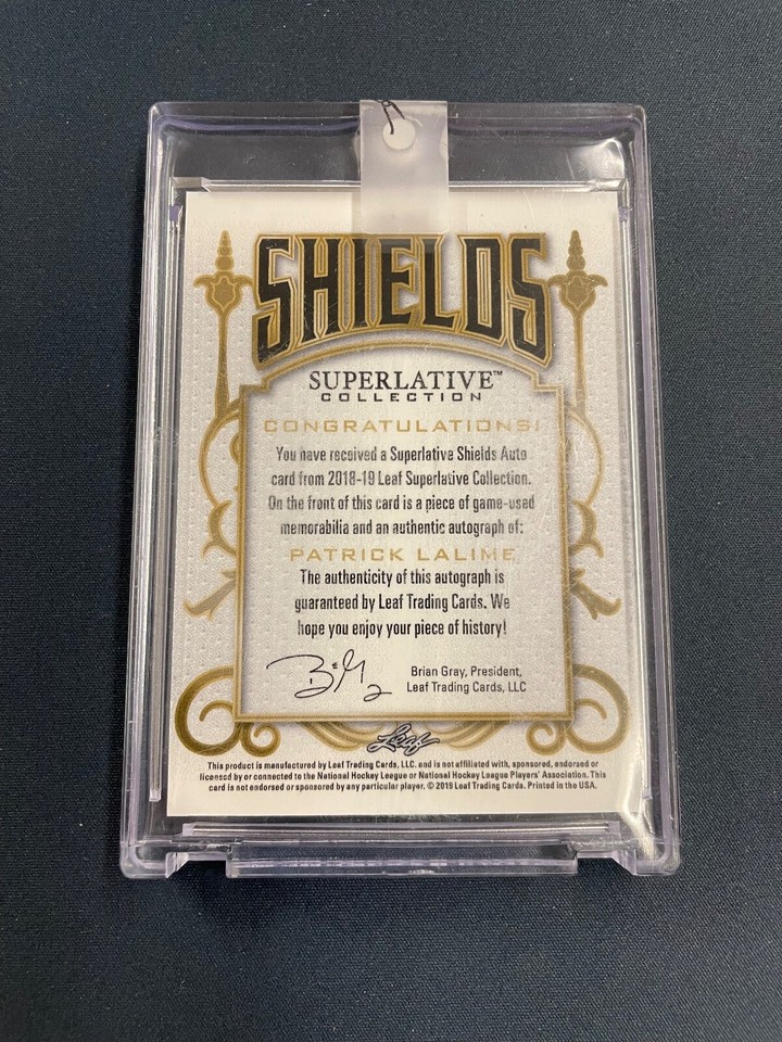 2018 Leaf Superlative Collection Patrick Lalime NHL Shield Logo Patch ...