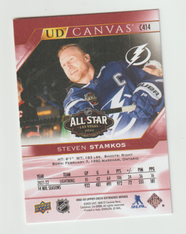 22/23 UPPER DECK STEVE STAMKOS #C414 ALL STAR UD CANVAS NRMT | eBay