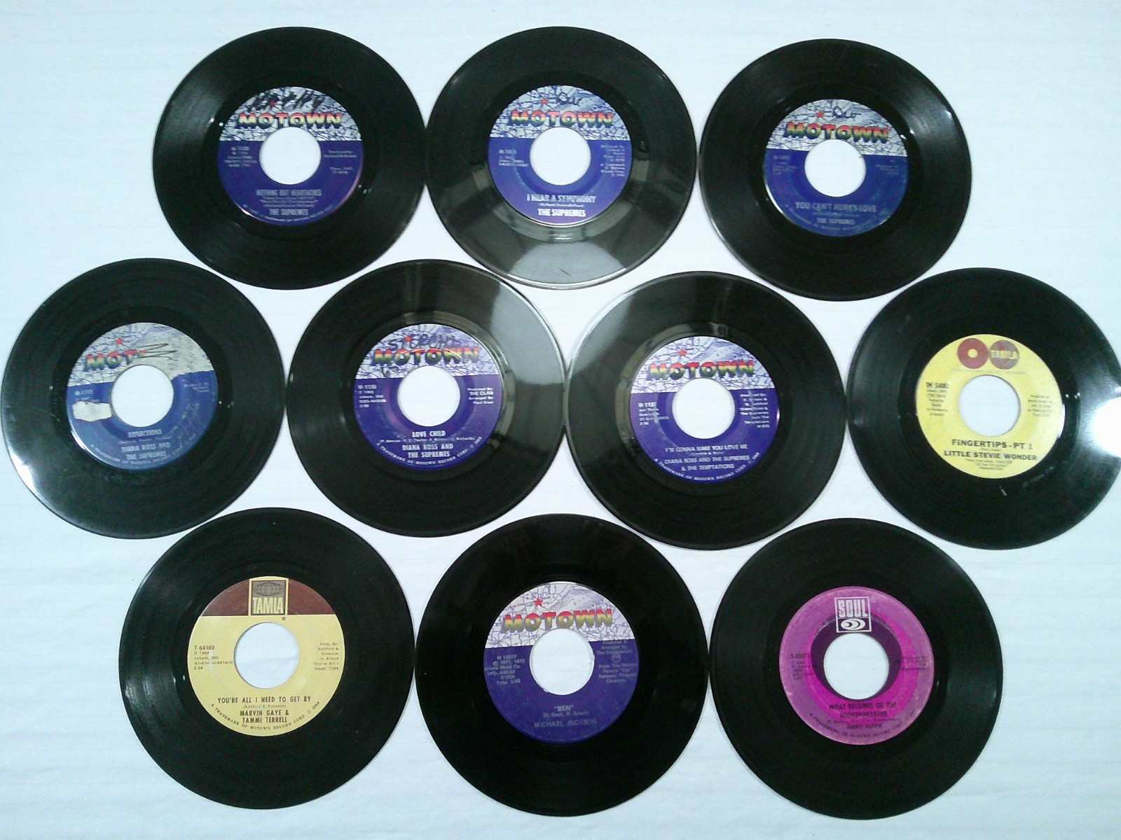Lot of 10-45 RPM Supremes, Stevie Wonder, M Gaye T Terrell, M Jackson ...