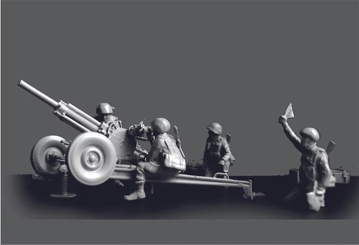1/72 Scale WWII Artillery Crew & Field Gun Resin Model Kit Mortar Squad ...