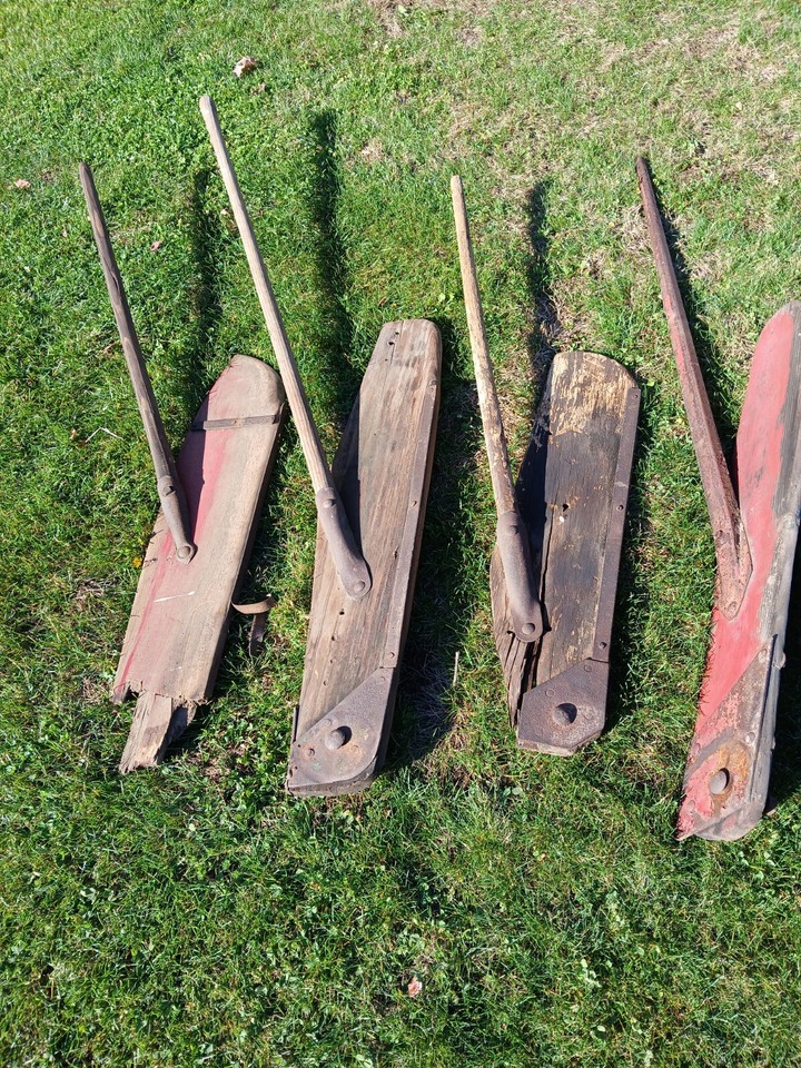 VINTAGE SICKLE MOWER WOODEN SWATH BOARDS, 4 PIECES USED, PARTS OR ...