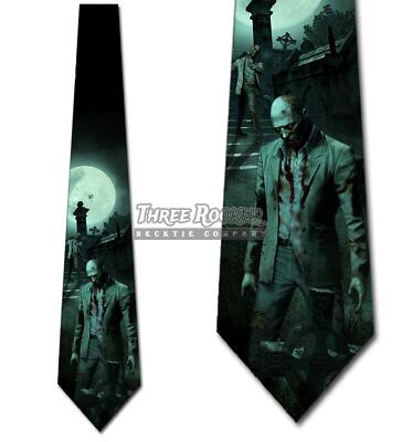 Zombie Graveyard Ties Halloween Tie Men's Cemetery Neck Ties Brand New ...
