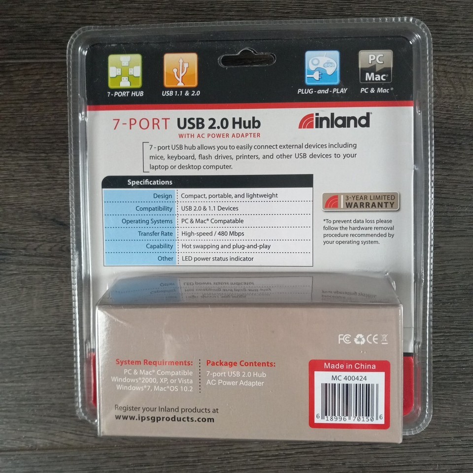 Inland 7 Port USB 2.0 Powered Hub | eBay