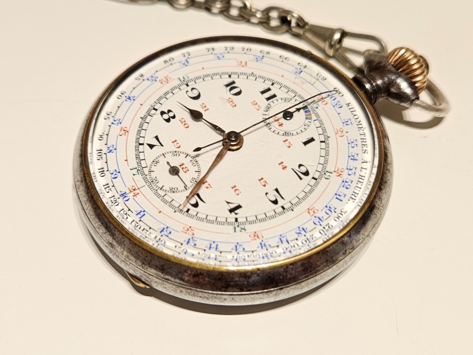 ANTIQUE RARE WW1 MEN MULTI SCALE POCKET CHRONOGRAPH WATCH/ EARLY ...
