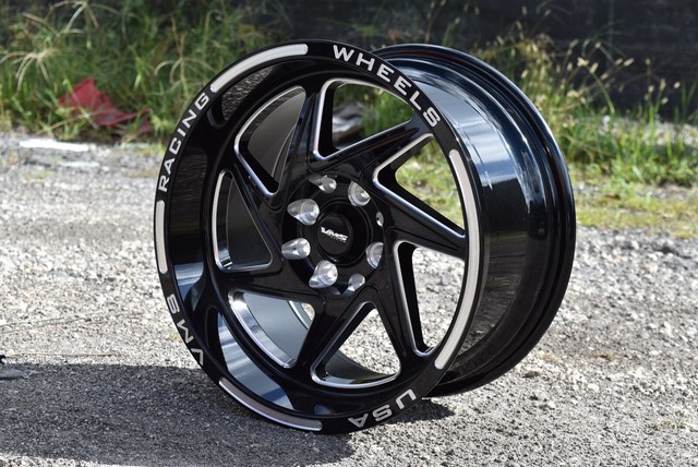 15x8 VMS Racing Typhoon Black Polished Drag Rims Wheels 4x100/4x114 ...