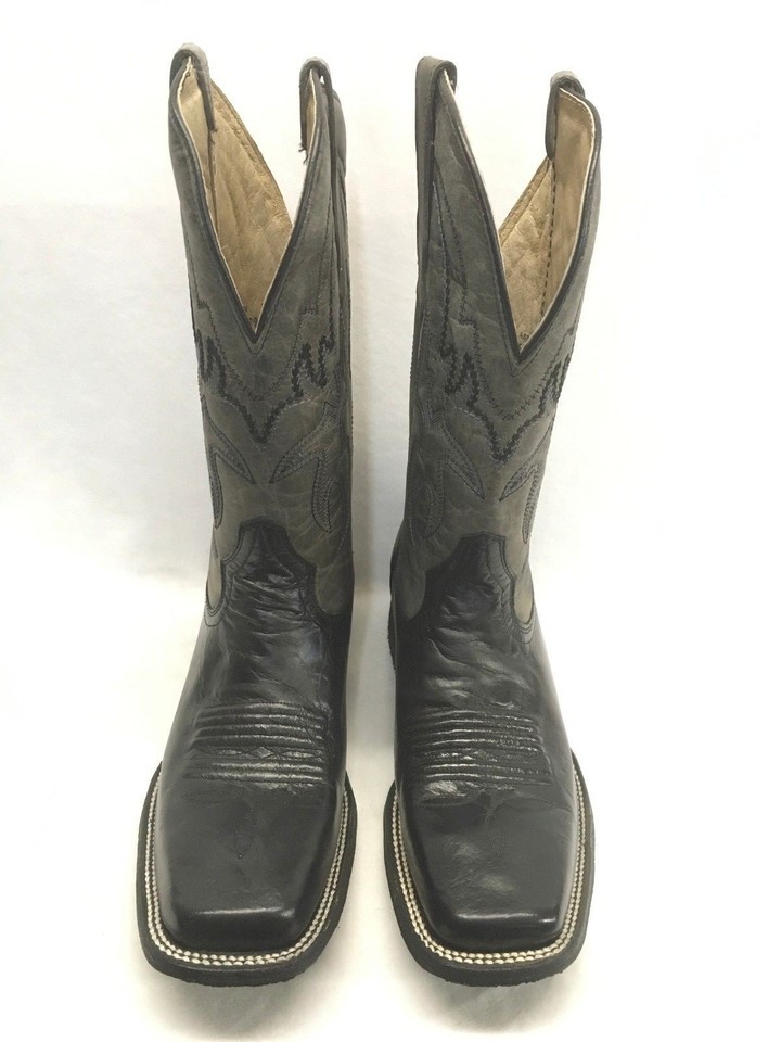 Men's Circle G Boots-Black Square Toe w/Grey Tops Style L5179 | eBay