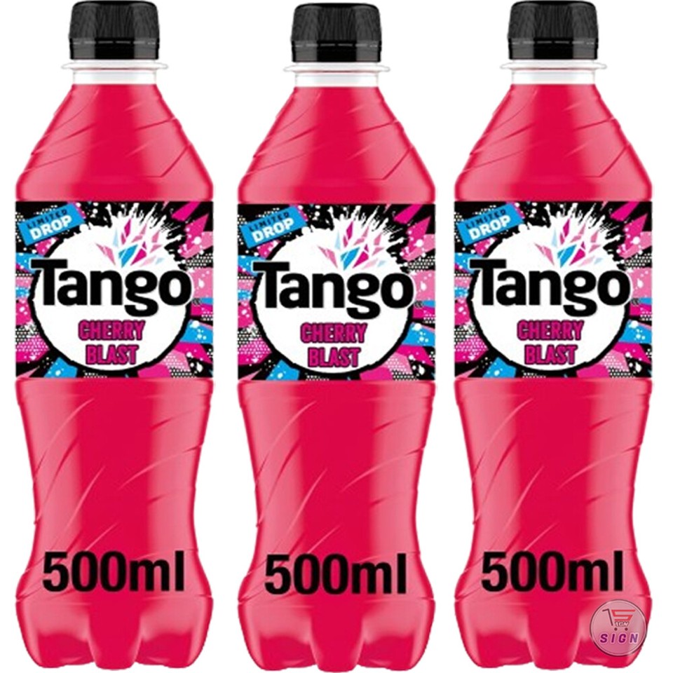 Tango Blast Cherry & Raspberry Bottle Vegan Soft Drinks 500ml Summer ...