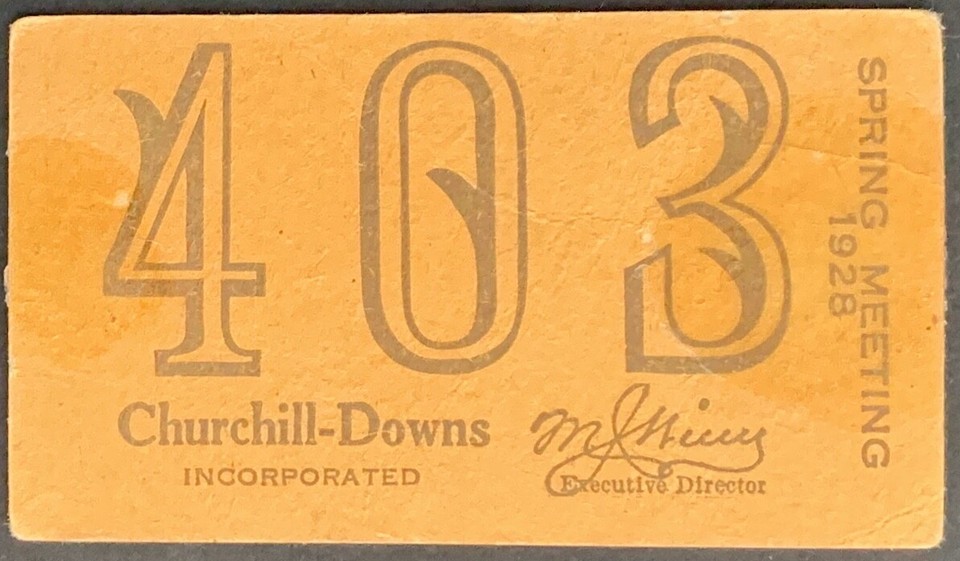 1928 Churchill Downs Spring Meet Horse Racing Ticket Reigh Count Wins ...