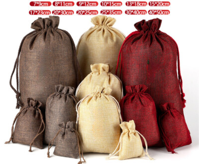 23 colors Natural Jute Hessian Drawstring Pouch Burlap Wedding Favor ...