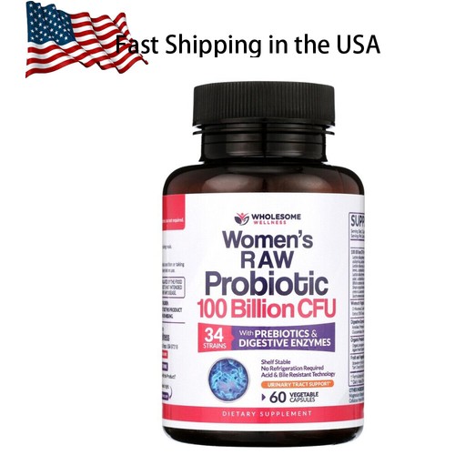 Wholesome Wellness Women's Raw Probiotic 100 Billion CFU 60 Capsules ...