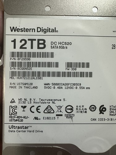 HGST Ultrastar HC520 12TB 7.2K RPM SATA 6Gbs 3.5" HDD HUH721212ALE601 ...