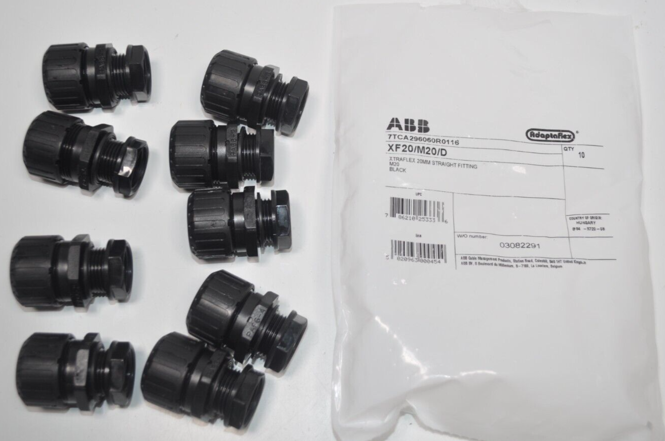 Lot of 9 Adaptaflex ABB 20mm Xtraflex Straight Black Fittings XF20/M20 ...
