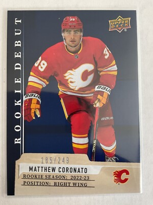 Matthew Coronato 2023-24 Upper Deck UD Rookie Debut Blue Parallel RC ...