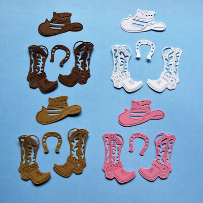 Cowgirl Boy Boots Hat HorseShoe Die Cut Western Embellishment ...