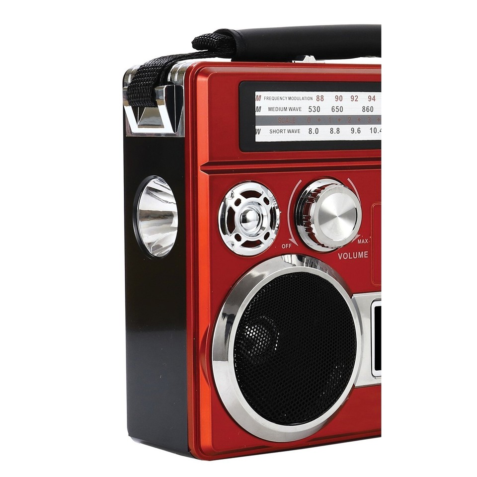 SUPERSONIC SC-1097BT-Red Portable 3-Band Radio with Bluetooth and ...