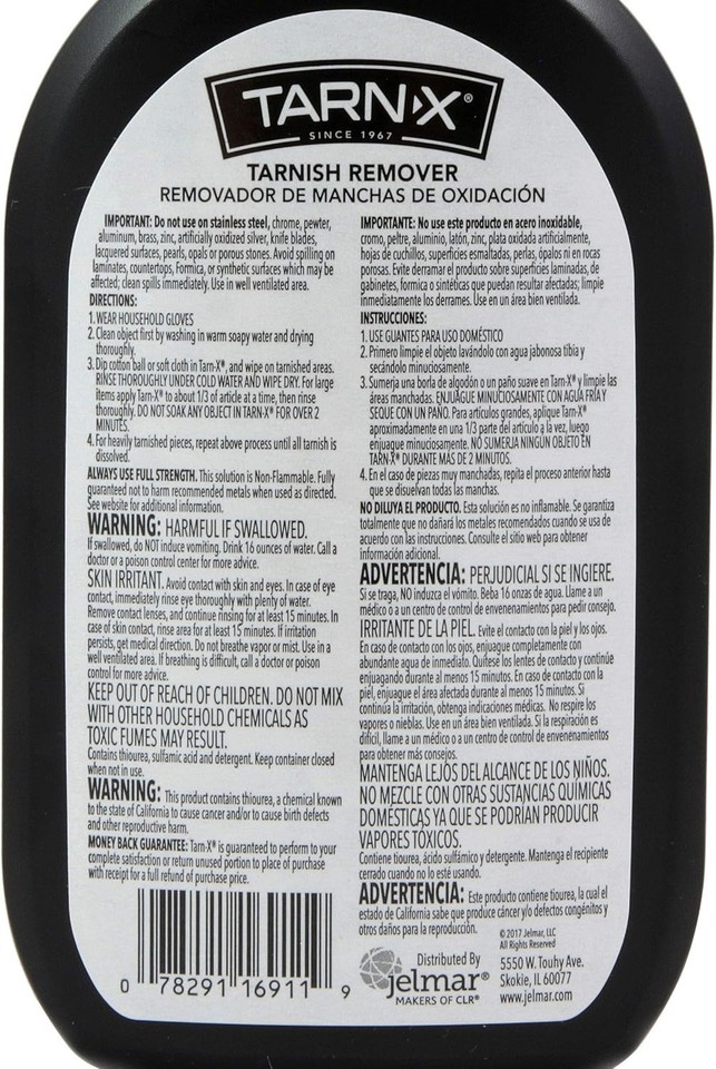 Tarnish Remover 12 Oz. Tarn-X Silver Gold Copper Clean & Polish Jewelry ...