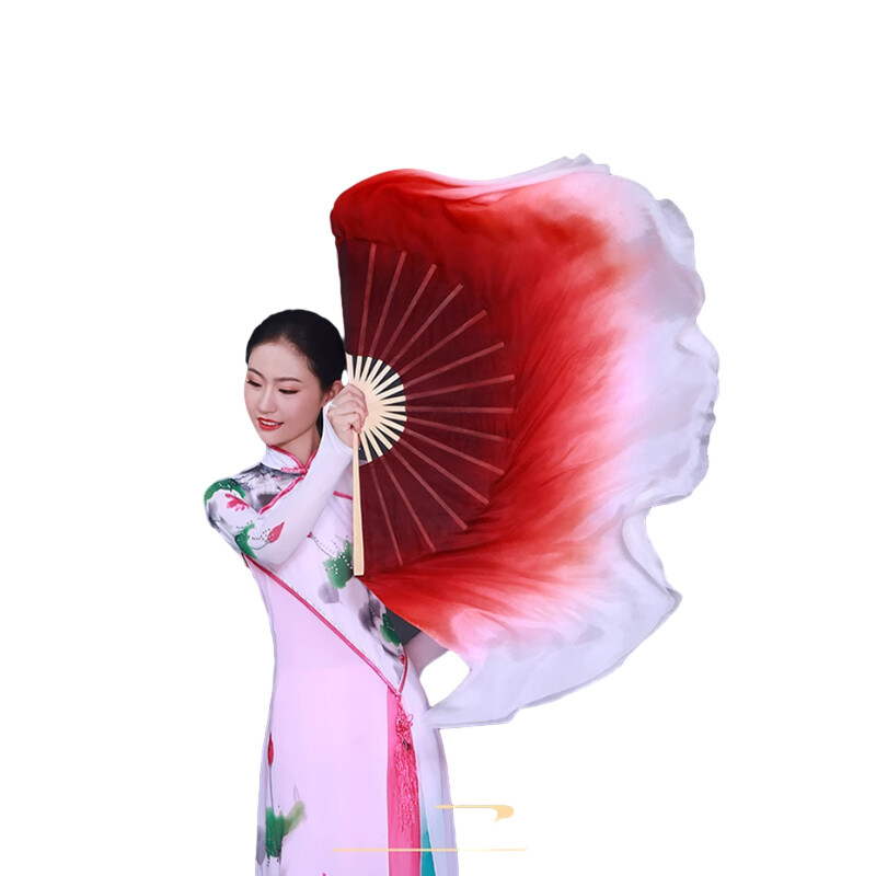 Double Side Half Circle Fan Women Folk Dance Long Flutter Fan Veil ...