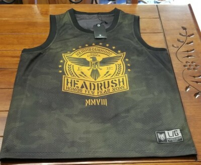 NWT HEADRUSH REVERSIBLE FEAR NONE EAGLE SKULL ARMY CAMO JERSEY LARGE ...