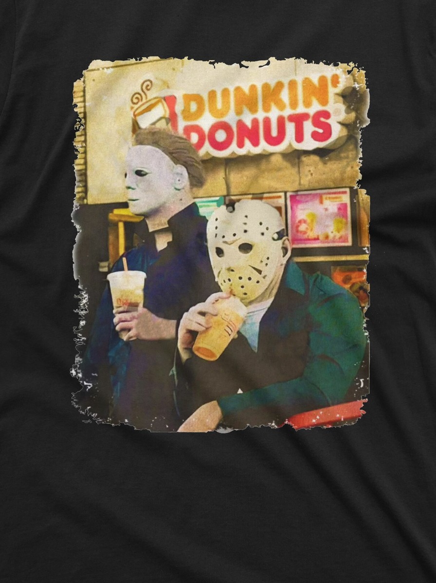 Camiseta Unissex Masculina Jason Voorhees E Michael Myers Dunkin Donuts