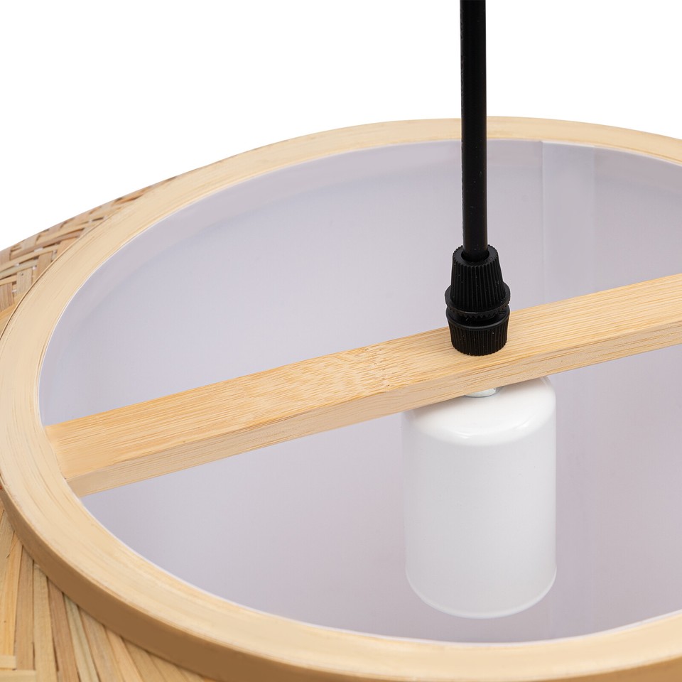 Round Vintage Hanging Ceiling Lamp Bamboo Wicker Rattan Pendant Light ...