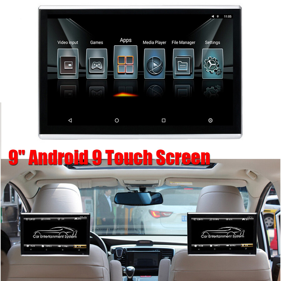 9'' Android 9 Car Headrest Monitor 8-Cores Media Player FM Touch Screen ...
