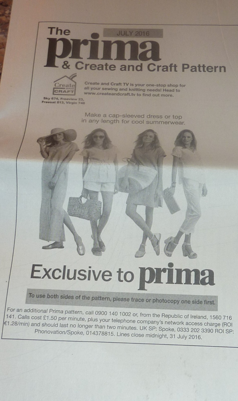 Prima Sewing Pattern Lady's Summer Wear Cap Sleeved Dress or Top in any ...