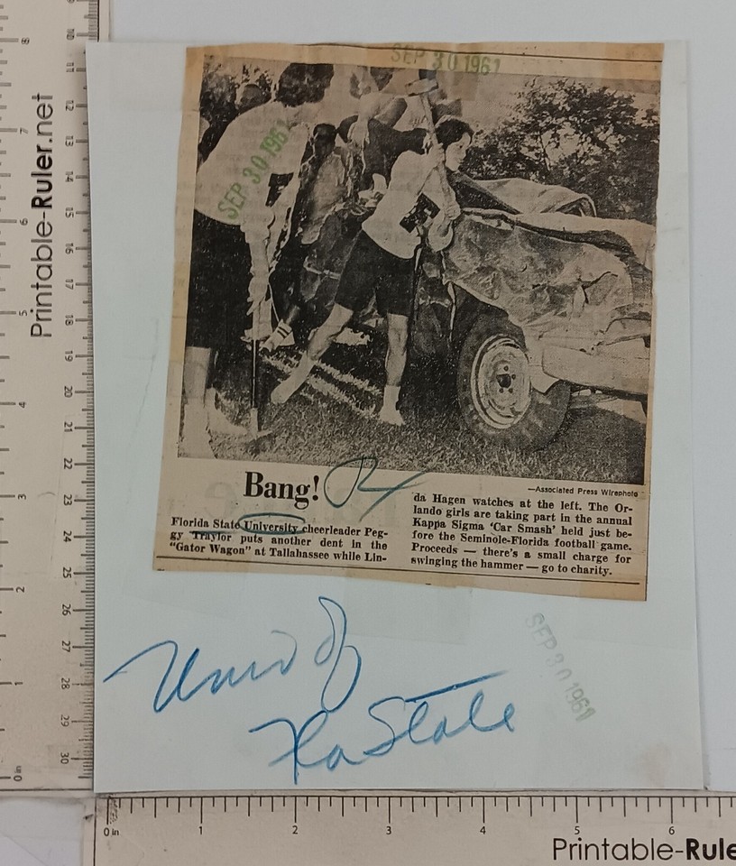 1961 Florida State University FSU Cheerleader Kappa Sigma Car Smash ...