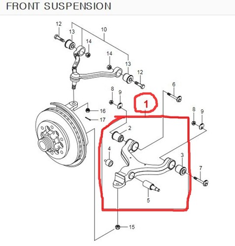 Genuine Frt Suspension Lwr Arm-RH for KORANDO SPORTS, REXTON ...