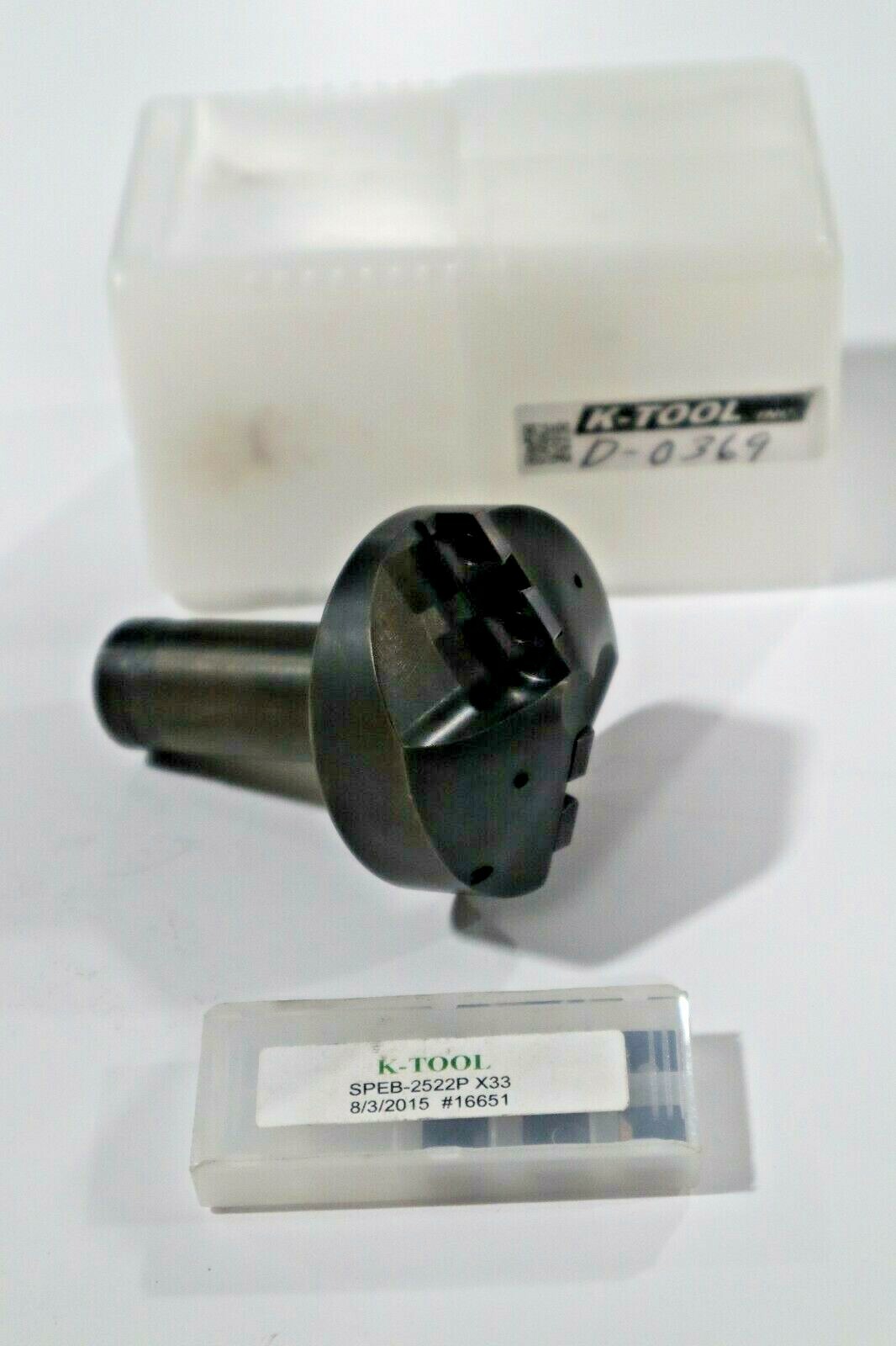 K-TOOL 130° INCLUDED CHAMFERMILL #D-0369 W/ SPEB 2522P CARBIDE INSERTS ...