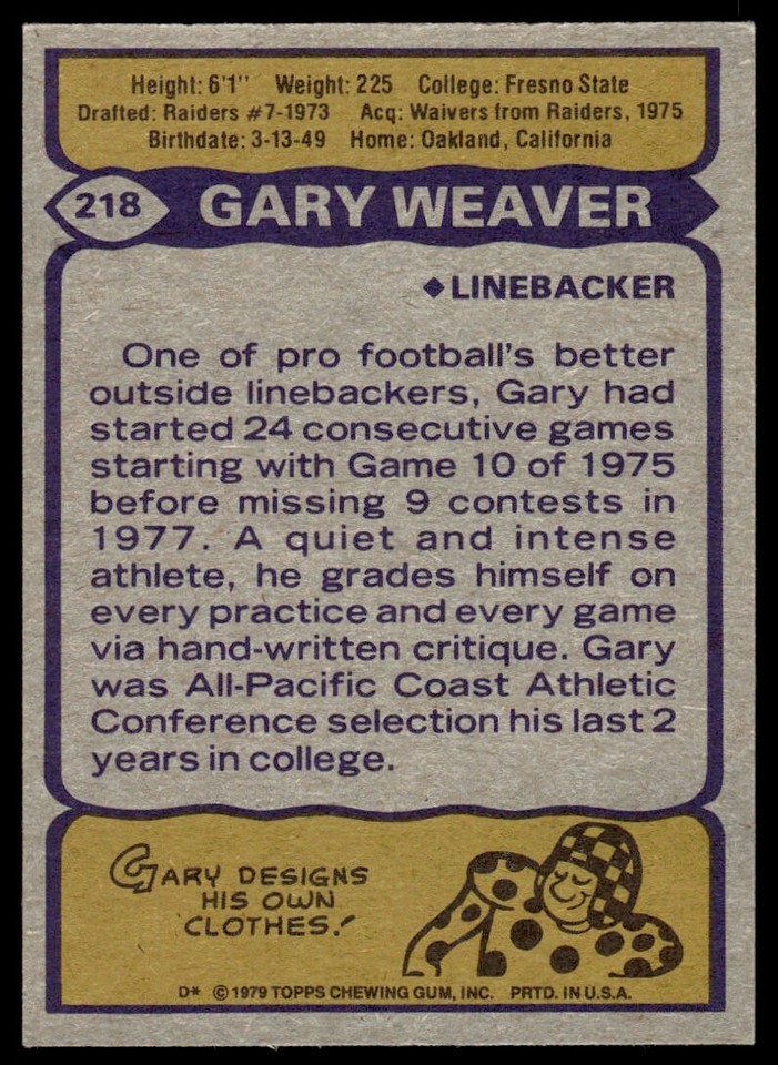 1979 Topps Gary Weaver #218 | eBay