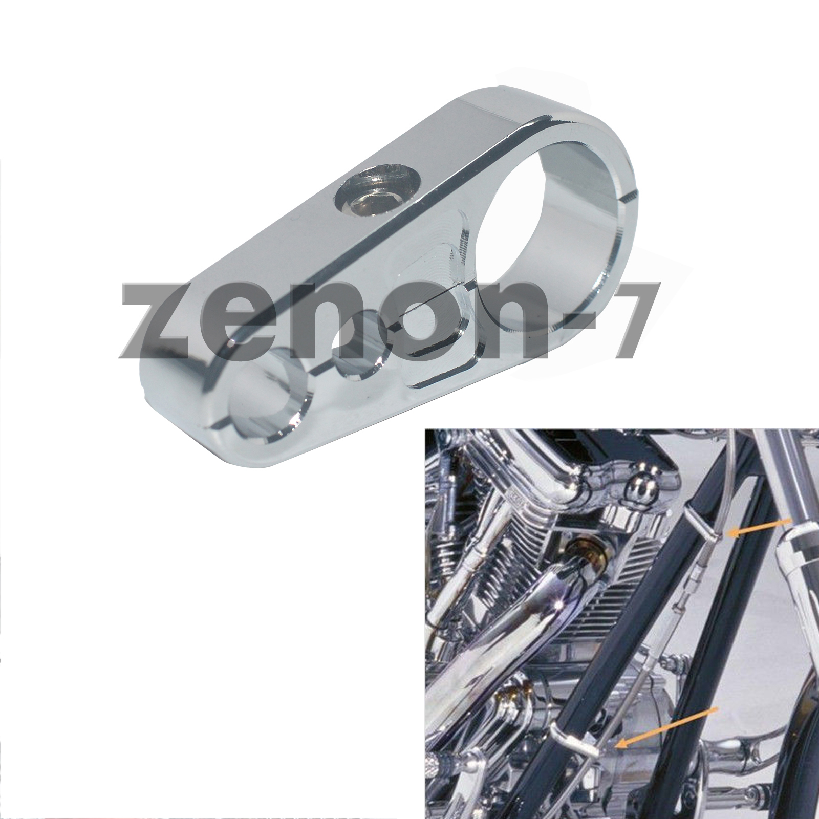 25mm 1" Chrome Brake Line Clutch Cable Frame Clamp Clips for Harley ...