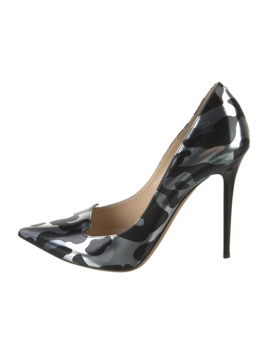 JIMMY CHOO Ari Black & Grey Leather Printed D'Orsay Pumps Size 6.5 IT ...