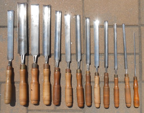 Vintage Wood Turning Chisel Set Marples & Sons Sheffield 13 pcs 1"1/2 ...