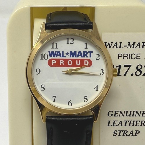 Vtg Walmart Proud Gold Tone Quartz Watch Genuine Leather Strap ...
