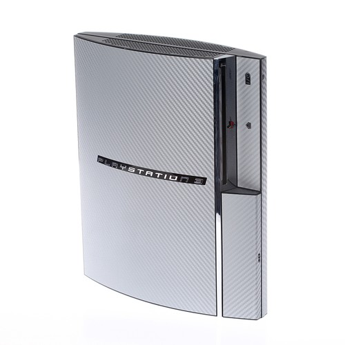 Textured Silver Carbon Fibre Playstation PS3 Fat decal skin cover wrap ...