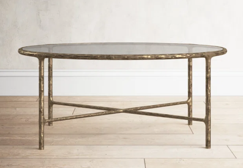 Coffee Table Restoration Forged Iron Hardware Thaddeus Round Glass Top ...