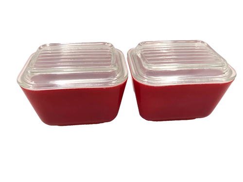 Vintage Pyrex Red Refrigerator Dishes with Lid Set of 2 (501) | eBay
